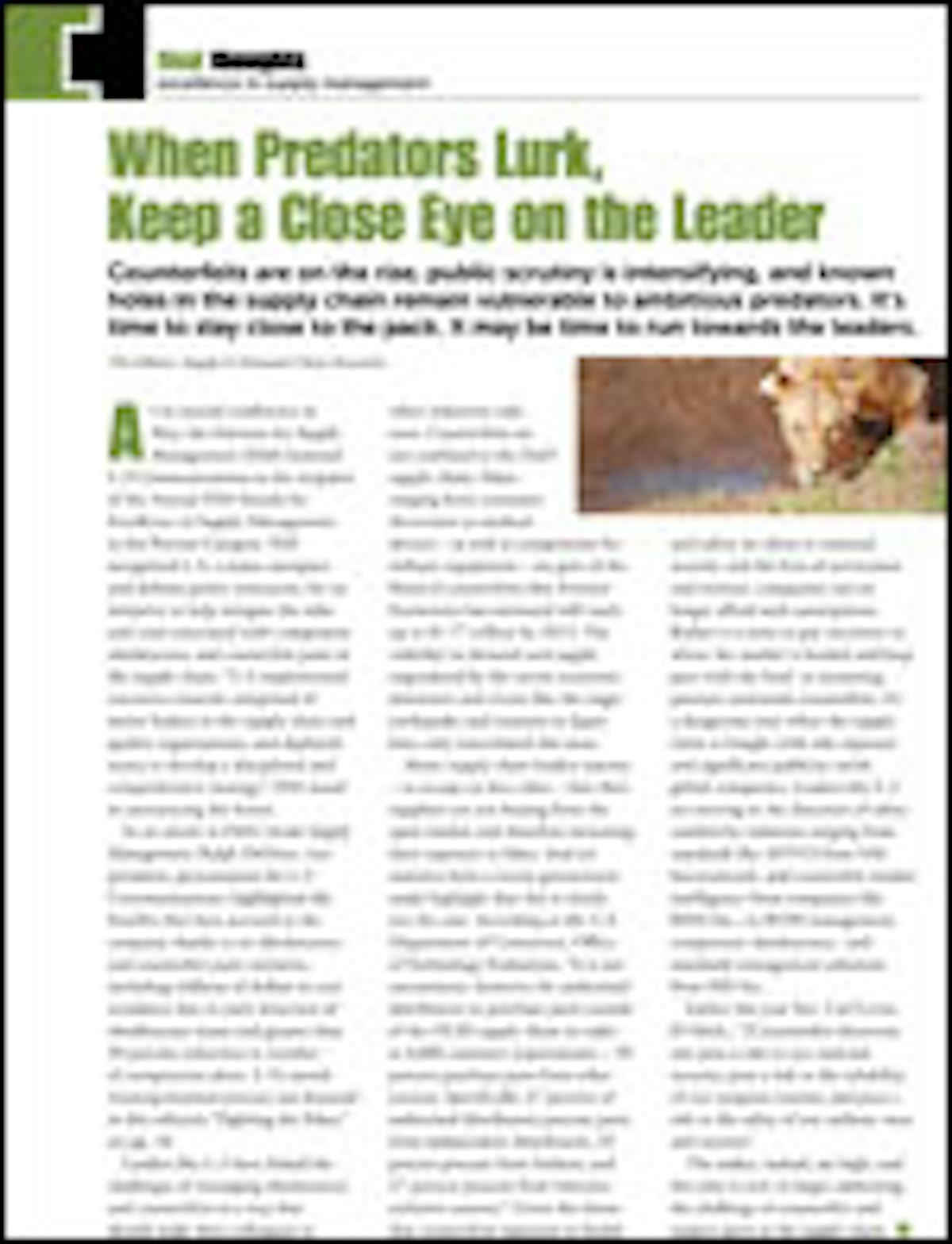 When Predators Lurk, Keep a Close Eye on the Leader | Supply & Demand ...